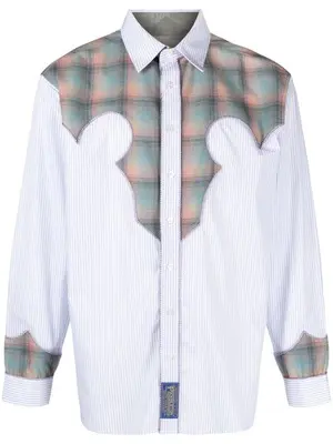 MAISON MARGIELA Paneled Pinstripe Shirt - Blue