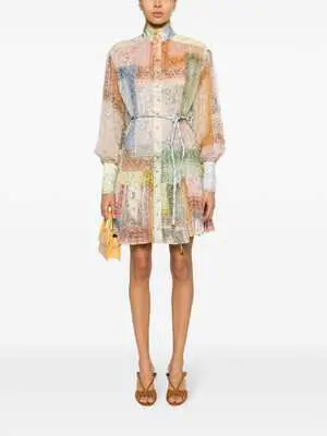 Zimmermann Matchmaker Bandana Patch-print Mini Dress - Neutrals