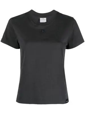 COURREGES Logo-embroidered T-shirt - Grey