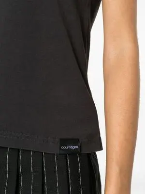 COURREGES Logo-embroidered T-shirt - Grey