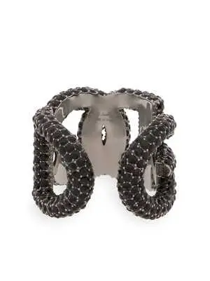 Dolce & Gabbana Dg Logo Rhinestone-embellished Ring - Black