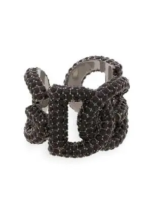 Dolce & Gabbana Dg Logo Rhinestone-embellished Ring - Black