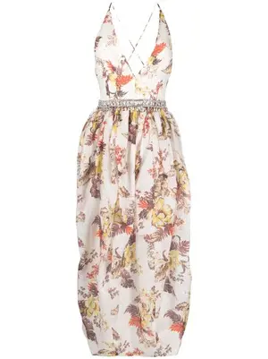 Zimmermann Matchmaker Tulip Floral-print Midi Dress - Neutrals