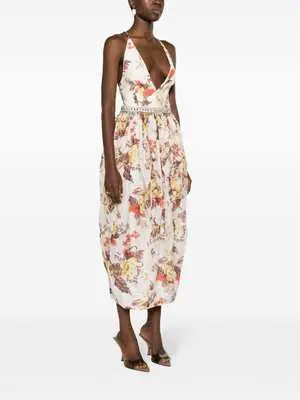 Zimmermann Matchmaker Tulip Floral-print Midi Dress - Neutrals
