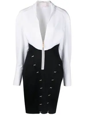 GENNY V-neck Zip-up Mini Dress