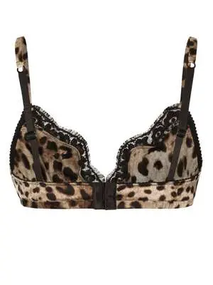 Dolce & Gabbana Leopard-print Lace-detail Bra - Neutrals