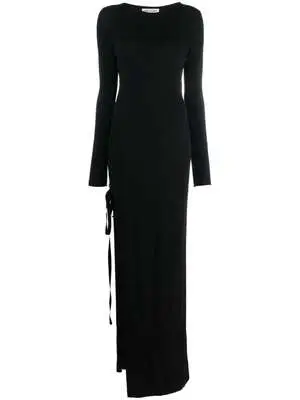 Black Long Sleeve Slit Dresses