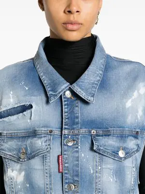 Dsquared2 Paint Splatter Denim Vest