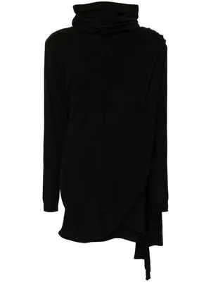 Saint Laurent Hooded Wool Dress - Black