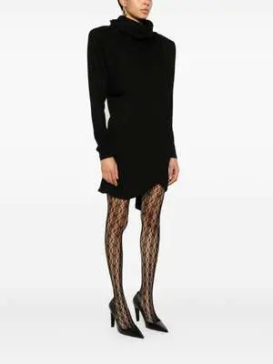Saint Laurent Hooded Wool Dress - Black