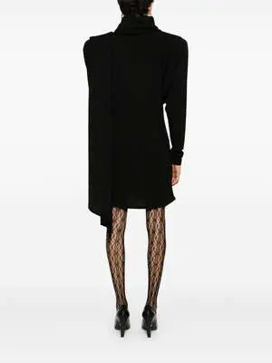 Saint Laurent Hooded Wool Dress - Black