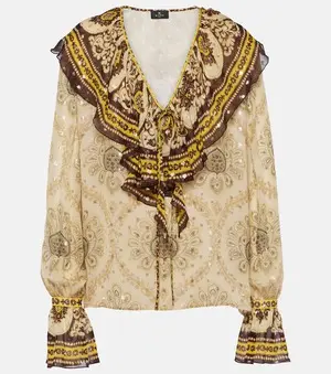 Etro Ruffled Paisley Silk-blend Blouse
