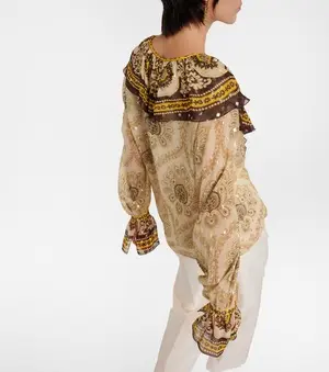 Etro Ruffled Paisley Silk-blend Blouse