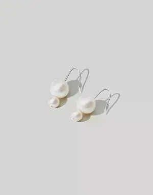 Madewell Maslo Jewelry Double Orb Pearl Drop Earrings - Silver