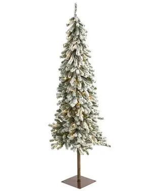 NEARLY NATURAL Nearly Natural 6Ft Flocked Alpine Christmas Artificial Tree - Green