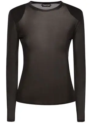 TOM FORD TOM FORD Viscose Jersey Long Sleeve Top - Black