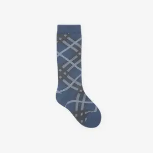 Burberry Check Cotton Blend Socks Pewter