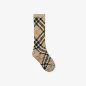 Burberry Check Cotton-Blend Socks Sand