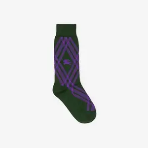Burberry Check Cotton Blend Socks Vine/royal