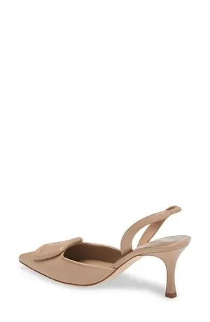 Manolo Blahnik Maysli Buckle Slingback Pumps - Cream