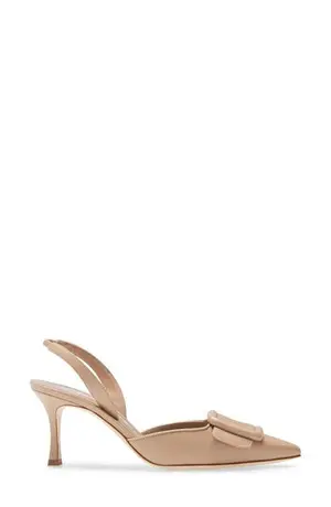 Manolo Blahnik Maysli Buckle Slingback Pumps - Cream
