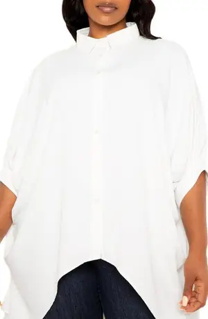 BUXOM COUTURE Flowy High-low Shirt - White