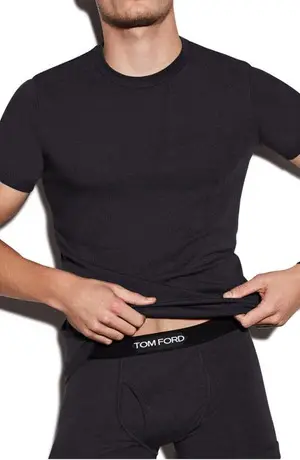 TOM FORD Cotton Jersey Crewneck T-shirt Ebony