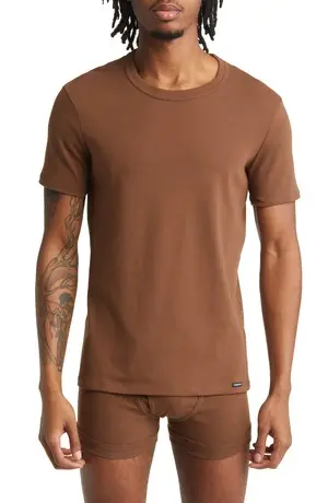 TOM FORD Cotton Jersey Crewneck T-shirt Light Brown