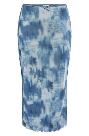 NOISY MAY Lucia Printed Mesh Maxi Skirt - Bright White Aop Blu