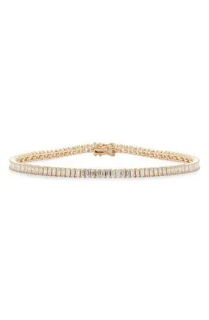 Ef Collection Diamond Baguette Eternity Bracelet - Yellow Gold