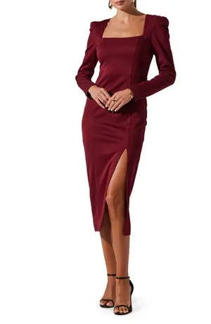 Astr The Label Back Cutout Long Sleeve Midi Dress