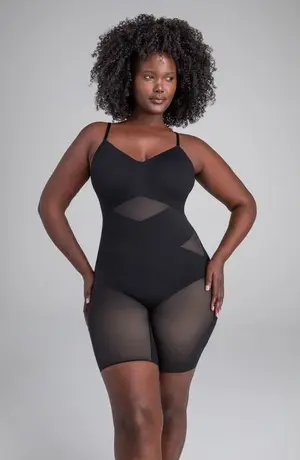 HONEYLOVE Low Back Mid Thigh Bodysuit - Runway