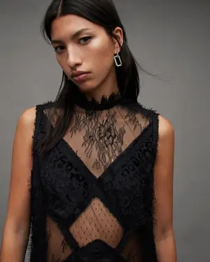 Allsaints Mila Lace Panel Leopard Print Maxi Dress In Black - 30% Off |  Editorialist