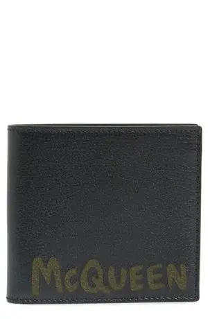 Alexander McQueen Graffiti Logo Leather Bifold Wallet