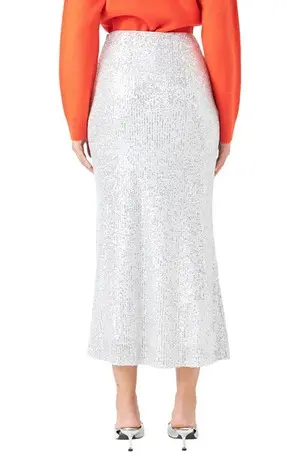 Endless Rose Sequin Midi Skirt - Silver