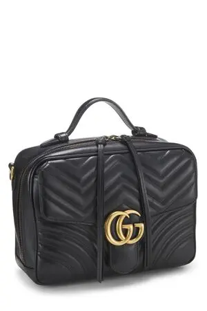 Gucci Leather Gg Marmont Top Handle Shoulder Bag