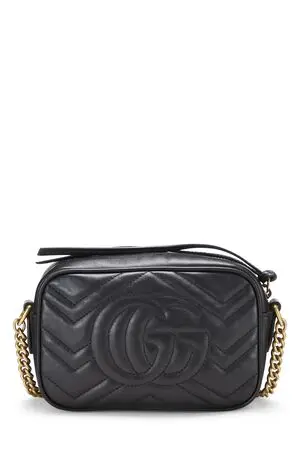 Gucci Leather Gg Marmont Shoulder Bag - Black