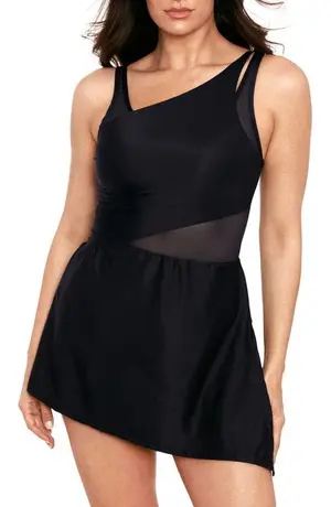 Miraclesuit Network News Alina Skirted One-piece Swimsuit - Black