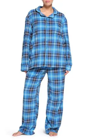 SKIMS Gender Inclusive Fleece Sleep Set Blue Plaid