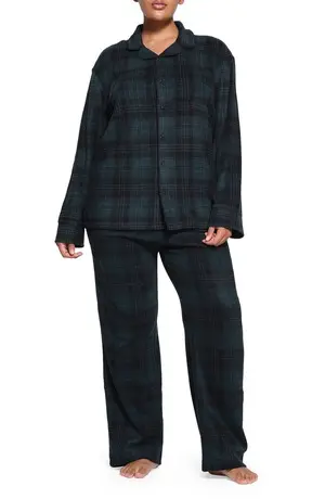 SKIMS Gender Inclusive Fleece Sleep Set Cypress Plaid