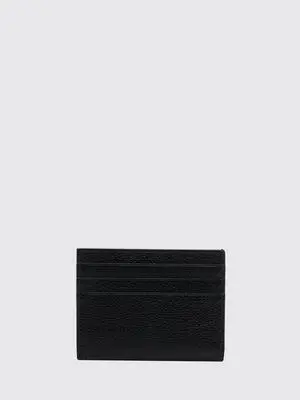 Thom Browne Grained Calfskin Card Holder With Tricolour Grosgrain Loop