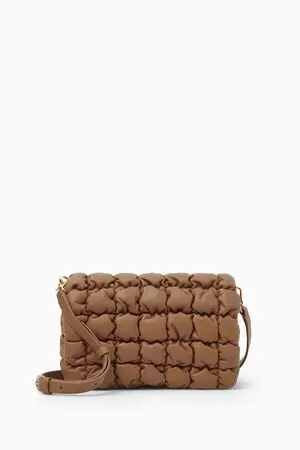 Cos Nappa Leather Quilted Crossbody Bag - Beige