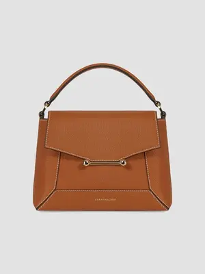 Strathberry Mosaic Grain Leather Top Handle Bag - Tan