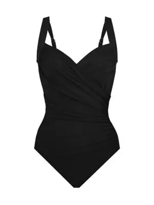 Miraclesuit Women's DDD Styles Sanibel Ruched One-Piece Swimsuit - Sangria Purple  Black