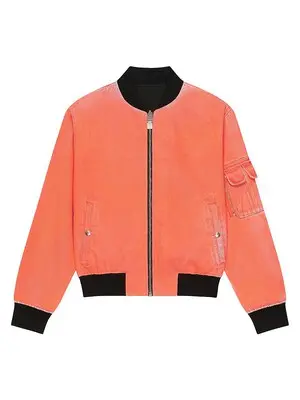 Givenchy Men's Reversible Bomber Jacket In Denim - Black Khaki  - Orange