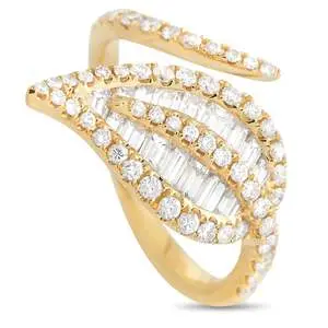 Non Branded 18k Yellow Gold 1.08 Ct Diamond Leaf Ring - Gold