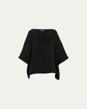 Eskandar Three-quarter Sleeve Tunic Top - Black