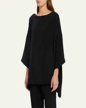 Eskandar Three-quarter Sleeve Tunic Top - Black