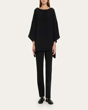 Eskandar Three-quarter Sleeve Tunic Top - Black