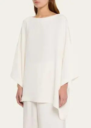 Eskandar Three-quarter Sleeve Tunic Top - Black